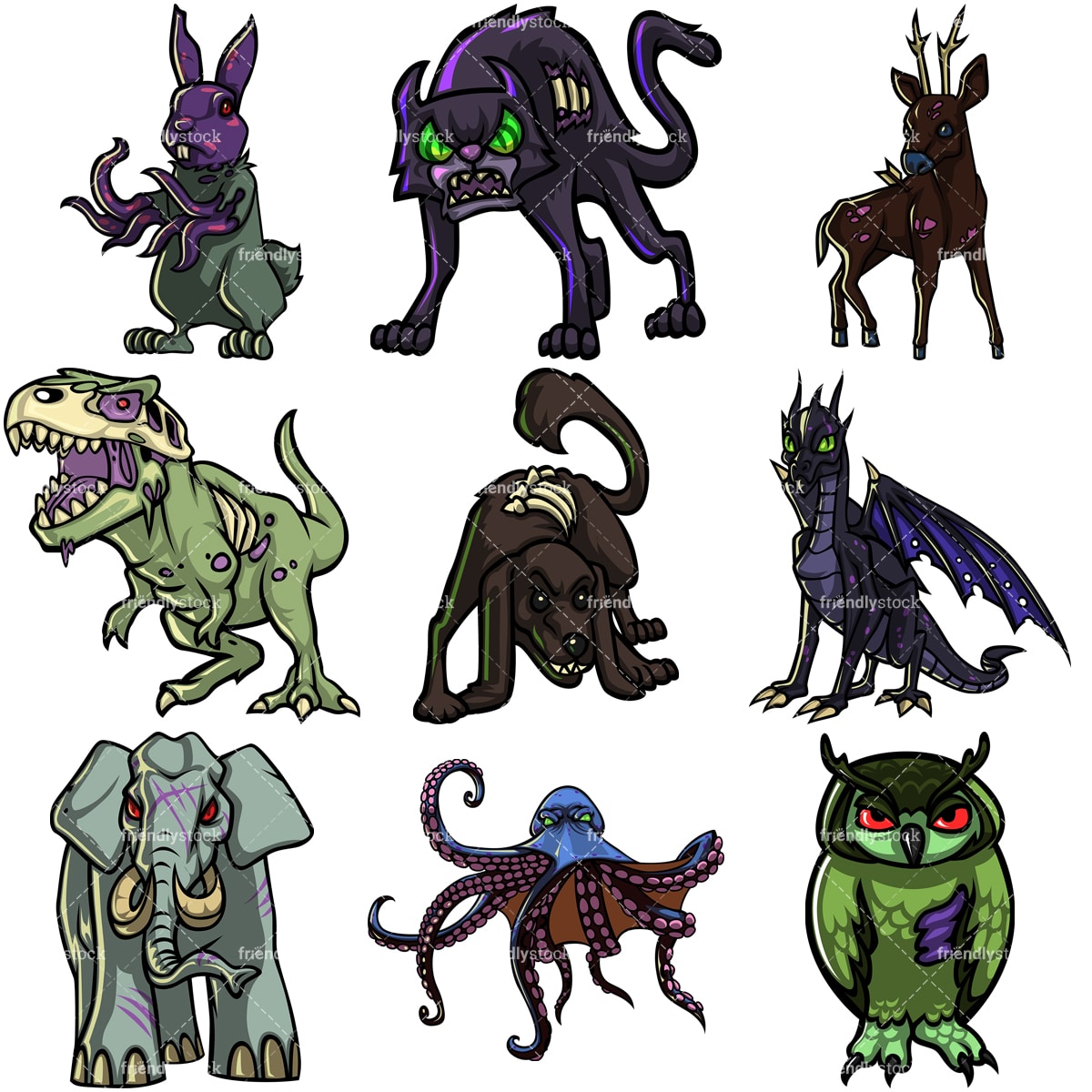 僵尸动物卡通矢量剪纸-友好股票 - ManBet 万博